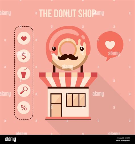 Donut Shop Design Element Set Food Delicious Dessert Web Icons Vector