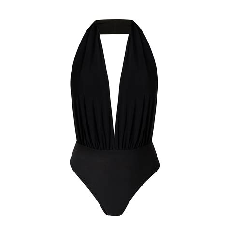 Lia Aram Womens Black High Cut Stretch Bodysuit Modesens