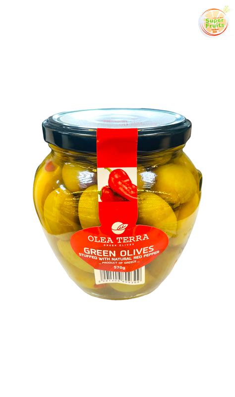 Green Olives Stuffed With Red Pepper 570g Super Fruits