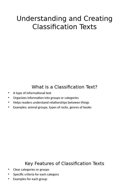Understanding And Creating Classification Texts Pdf Taxonomy Biology