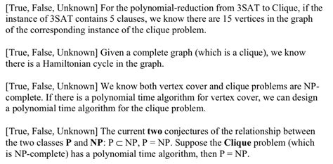 solved [true false unknown] for the polynomial reduction