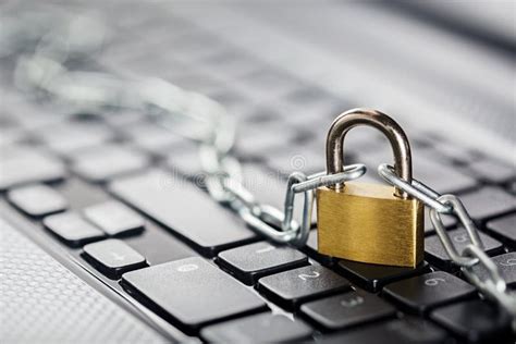Padlock On Computer Keyboard Network Security Data Security And Antivirus Protection Pc Stock