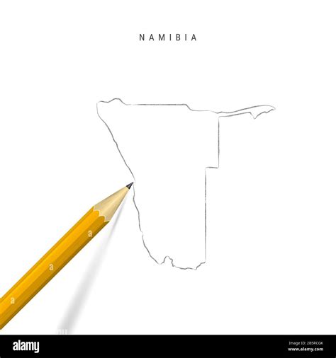 Namibia Disegno A Matita A Mano Libera Mappa Del Contorno Isolato Su