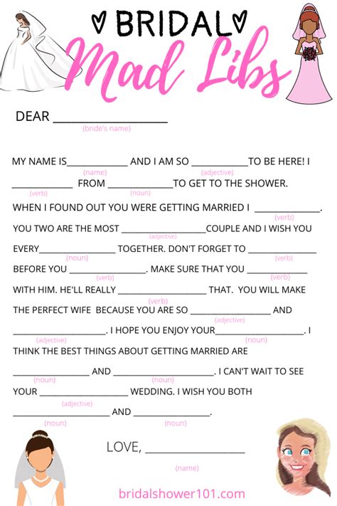 Printable Bridal Shower Mad Libs