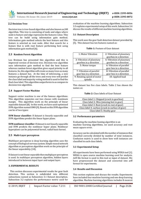 irjet fault detection and maintenance prediction for gear of an