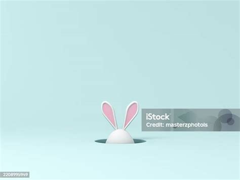 토끼 또는 토끼 달걀 하늘색 녹색 파스텔 색상 배경 그림자 빈 공간 최소한의 부활절 날 개념 3d 렌더링 0명에 대한 스톡 사진 및 기타 이미지 Istock