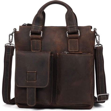 Sac bandoulière en cuir pour homme Étui pour ordinateur portable 12