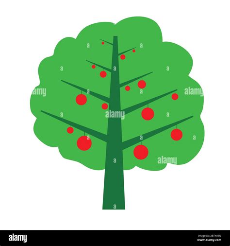 Tree With Fruit Color Vector Illustration Stock Vector Image Art Alamy