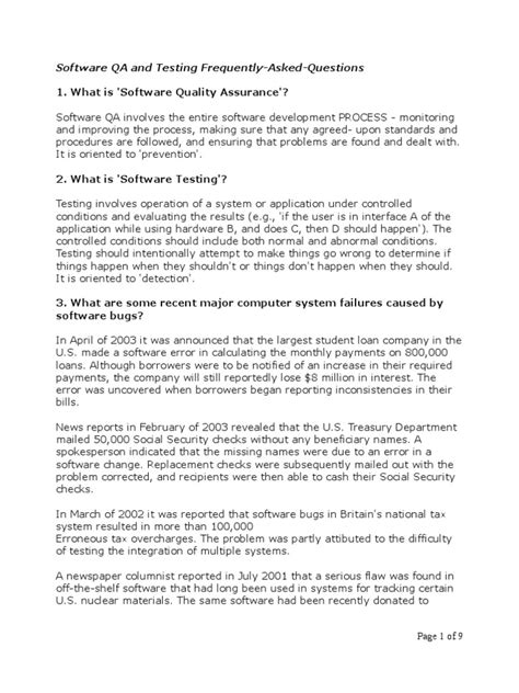 what is software quality assurance software qa and testing frequently asked questions pdf