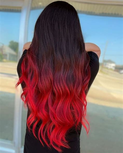 Pin By Krystal Reeves On Hair 1 Black Red Hair Red Balayage Hair Red Ombre Hair