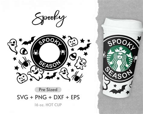 16oz Spooky Season Starbucks Hot Cup Svg Starbuck Svghot Cup Etsy