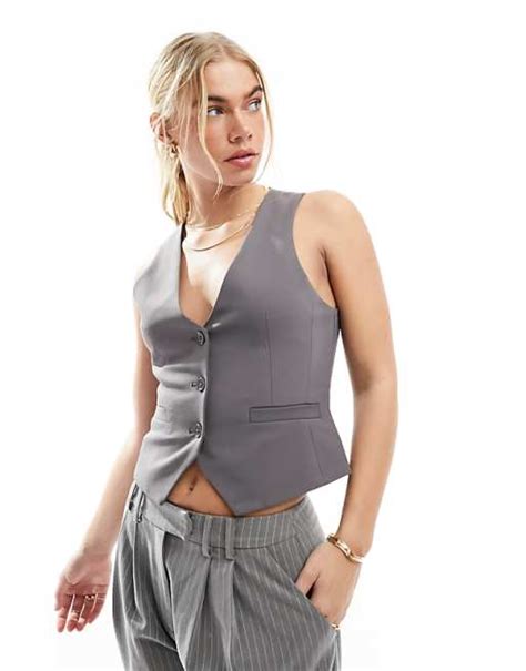 Asos Design Gilet De Costume Ajusté Gris Asos