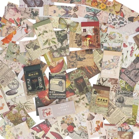 800 Pièces Autocollant Scrapbooking Vintage Teklemon 4 Ensemble Papier