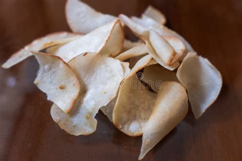 Cassava Chips In The Table A Traditional Indonesian Snack Are Made