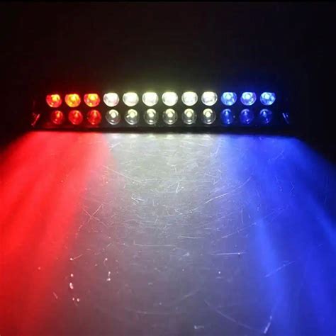 1pc 12v Red White Blue Triple Color 12 Led Car Strobe Light With Suction Cup Mount Warning