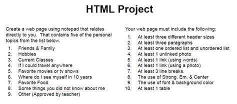Html And Css Mr Manions Classroom