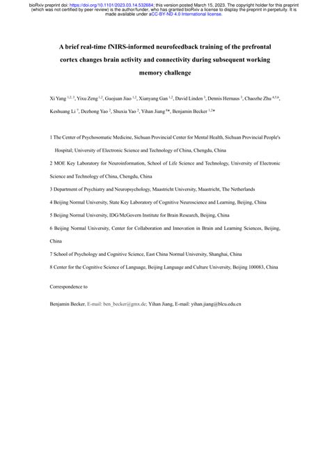 Pdf A Brief Real Time Fnirs Informed Neurofeedback Training Of The