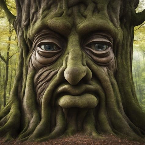 Premium AI Image Photo Giant Fantasy Tree With A Face Background