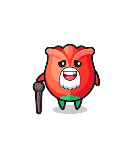 Premium Vector Cute Rose Grandpa Is Holding A Stick