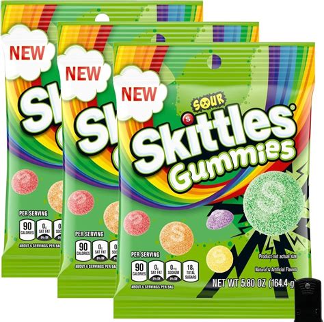 Skittles Sour Gummies Peg Bags 5 8 Ounce Pack Of 3