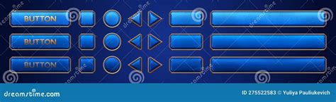 Blue Ui Vector Button Animation For Game Interface Stock Illustration