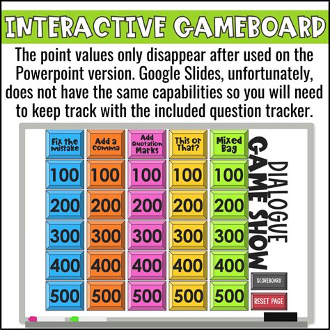 Dialogue Game Show Grammar Test Prep Dialogue And Quotation Marks Review Game Fun In 5th