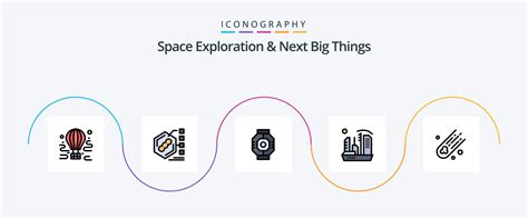 Space Exploration And Next Big Things Line Filled Flat Icon Pack