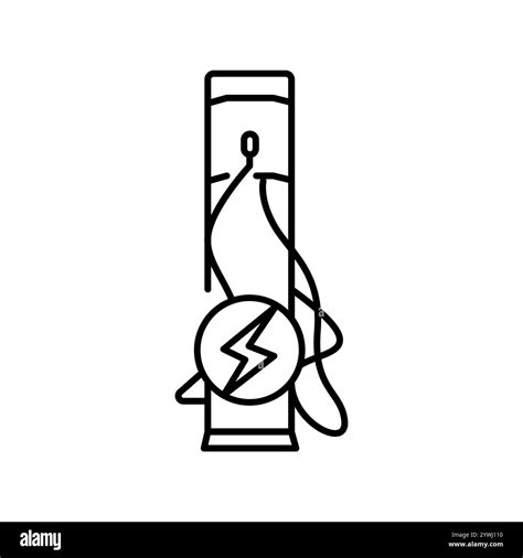 Charging Infrastructure Black Line Icon Vector Isolated Element Editable Stroke Stock Vector