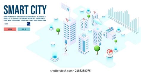 스마트 시티 또는 지능형 건물 아이소메트릭 스톡 벡터로열티 프리 1369870325 Shutterstock