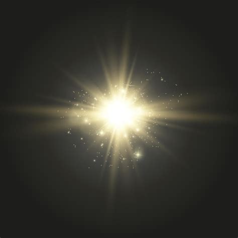 벡터 투명 햇빛 특수 렌즈 플레어 조명 효과 밝고 아름다운 별 프리미엄 벡터