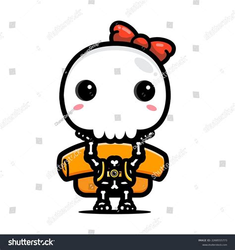 Cute Skeleton Camper Backpack Camera Stock Vector Royalty Free