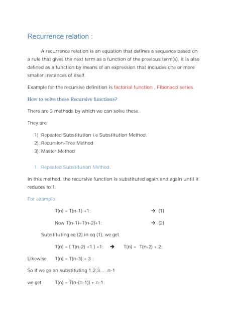 8 Daa Lecture 8 Recurrences And Iteration Methodpdf
