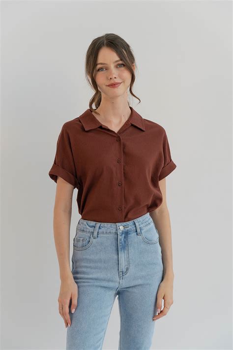 Cass Cuffed Sleeve Shirt Espresso The Willow Label