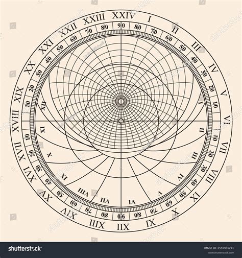 Diagram Ancient Astronomical Instrument Astrolabe Measuring Stock