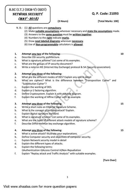Network Security 2017 2018 B Sc It Information Technology Semester 5 Tybsc I T Question