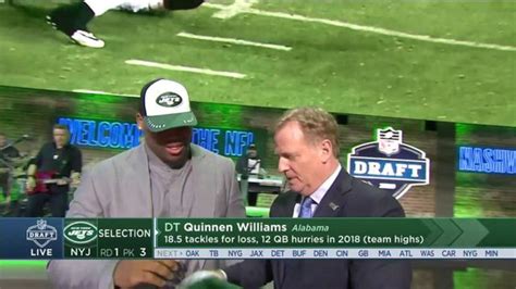 New York Jets Select Alabama Defensive Tackle Quinnen Williams No 3 In