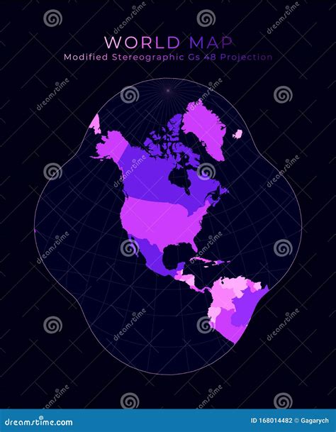 World Map Modified Stereographic Projection For Vector Illustration 168014482