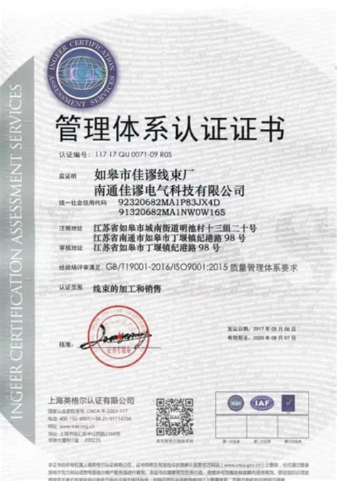 荣誉资质 南通佳谬电气科技有限公司