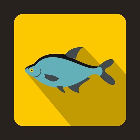 Ícone De Peixe Azul Em Estilo Simples Em Um Fundo Amarelo Vetor Premium