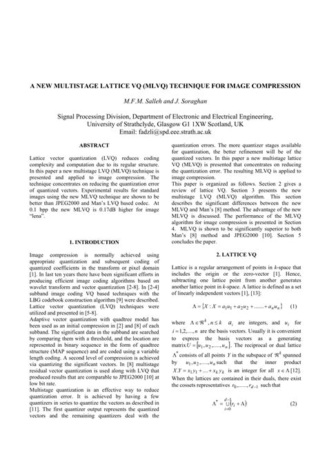 PDF A New Multistage Lattice VQ MLVQ Technique For Image Compression