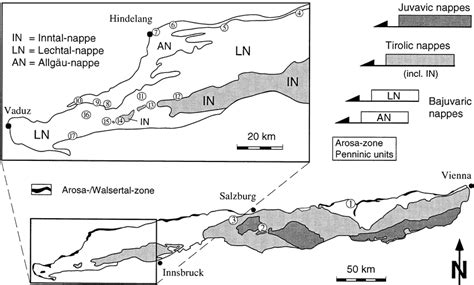 Simplified Structural Map Of The Northern Calcareous Alps Showing Areal