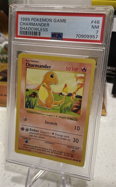 Psa 7 Nm 1999 Pokemon Base Set Shadowless Charmander Near Mint Values