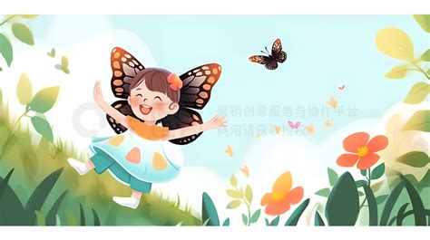 扁平风数字艺术抓蝴蝶的小女孩扁平风插画ai平面元素免费下载png格式4368像素编号69540229 千图网