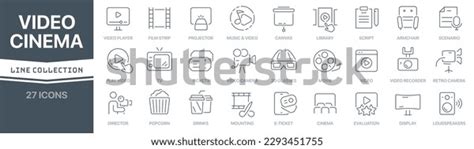Video Cinema Linear Signed Icon Collection Stock Vector Royalty Free 2293451755 Shutterstock