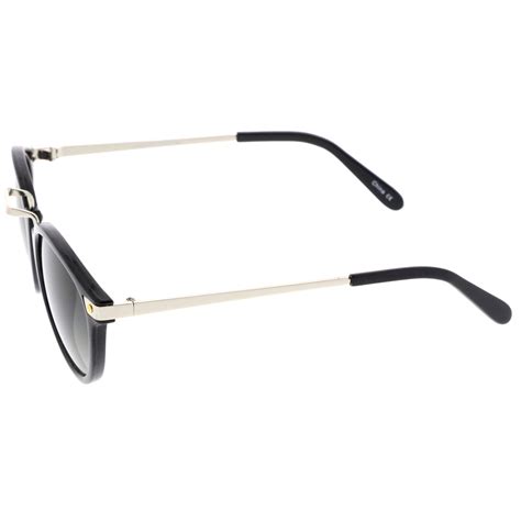 Retro Horn Rimmed Metal Nose Bridge P3 Round Sunglasses 50mm Sunglassla