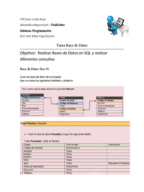 Tarea Base Datos Sql Hospital Pdf