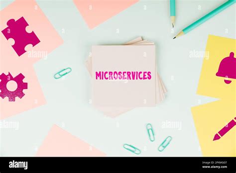Sign Displaying Microservices Internet Concept Software Development Technique Building Single