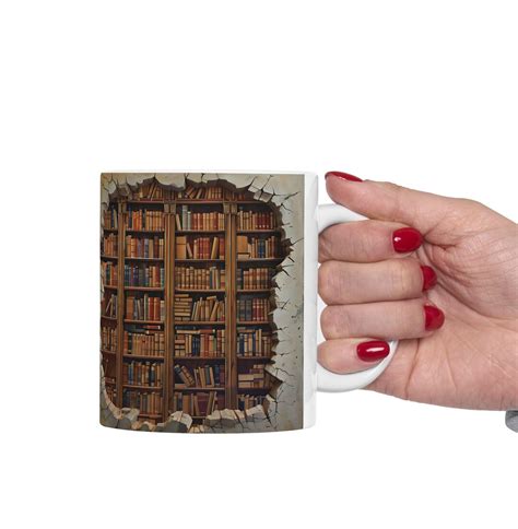 3d Bookshelf Design Ceramic Mug Library Lover T Reading Mug Cozy