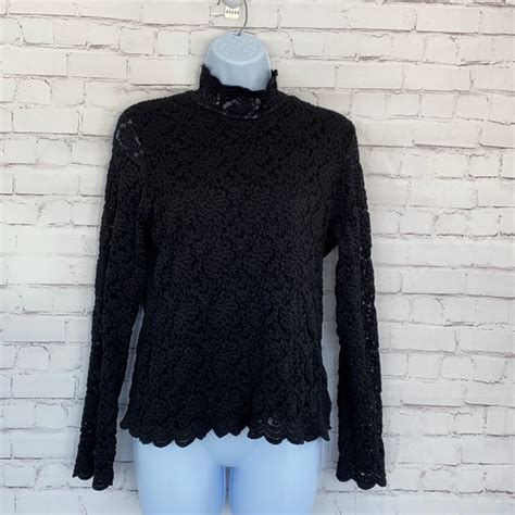 Coldwater Creek Tops Cold Water Creek Black Lace Shirt Size Medium