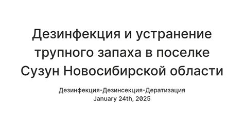 Дезинфекция и устранение трупного запаха в поселке Сузун Новосибирской